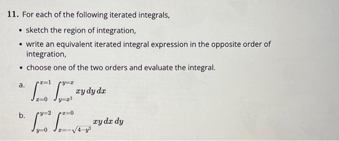Solved PART A AND B!11. For each of the following iterated | Chegg.com