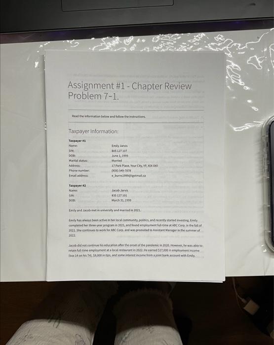 Assignment \#1 - Chapter Review Problem 7-1. Taxpayer | Chegg.com