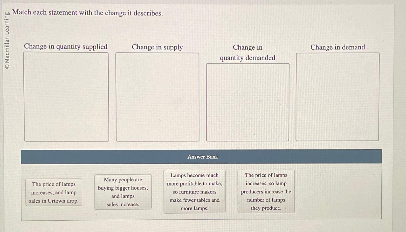 Solved Match each statement with the change it | Chegg.com