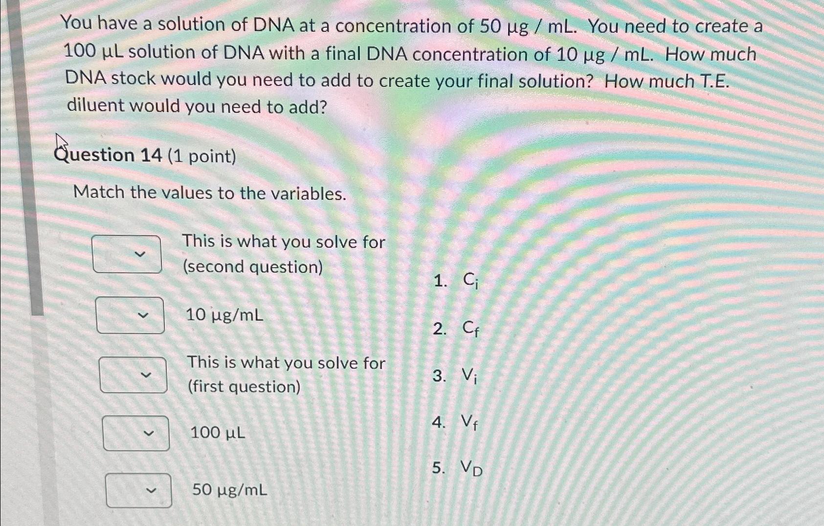 Solved You have a solution of DNA at a concentration of | Chegg.com