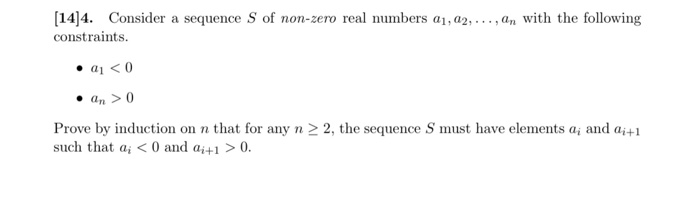 Solved [14]4. Consider a sequence of non-zero real numbers | Chegg.com ...
