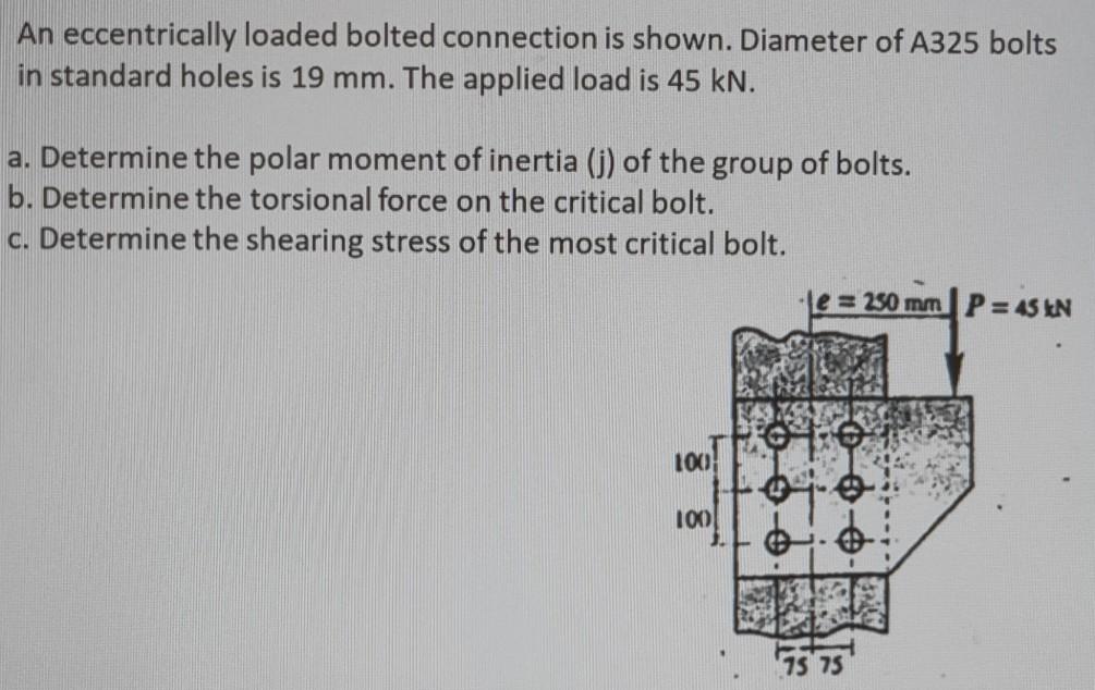 Solved An eccentrically loaded bolted connection is shown. | Chegg.com