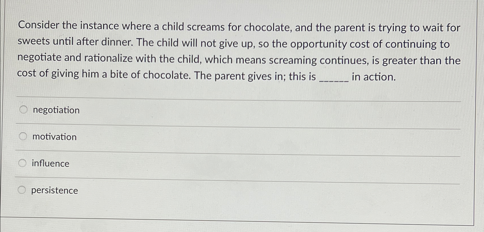 Solved Consider the instance where a child screams for | Chegg.com