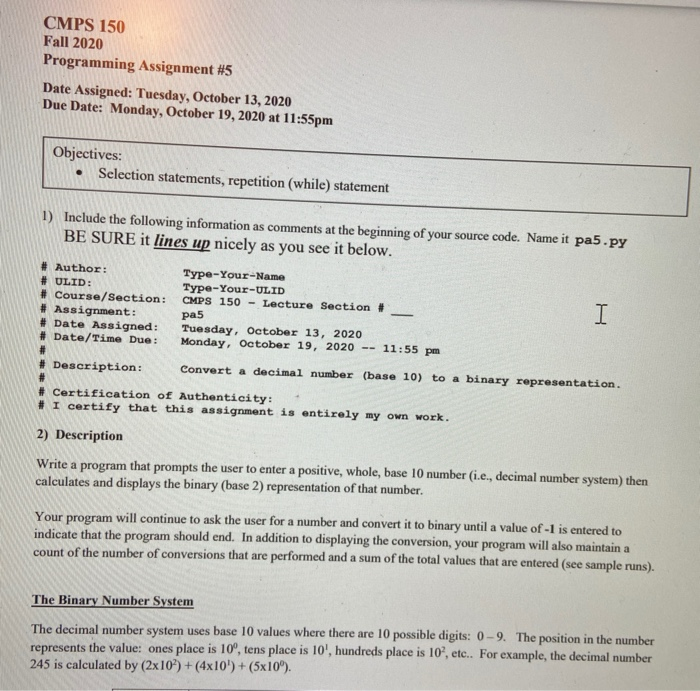 Cmps 150 Fall 2020 Programming Assignment 5 Date