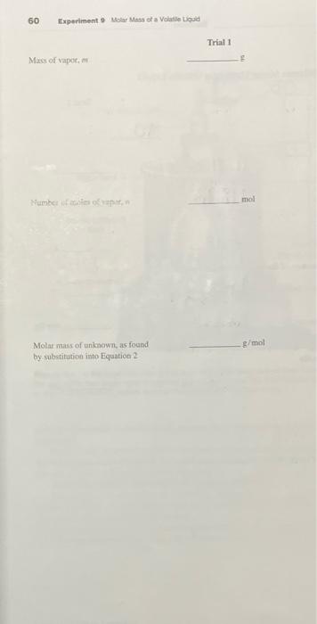 Solved Name Section Experiment 9 Data and Calculations: | Chegg.com