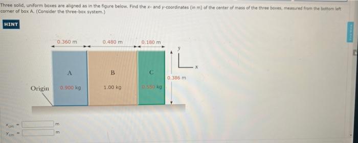 Solved Three solid uniform boxes are aligned as in the | Chegg.com