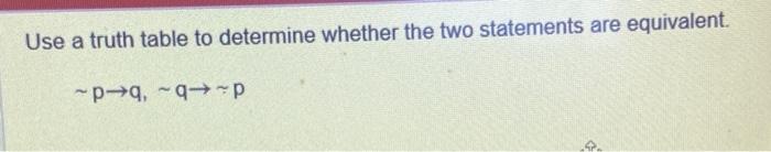Solved Use a truth table to determine whether the two | Chegg.com