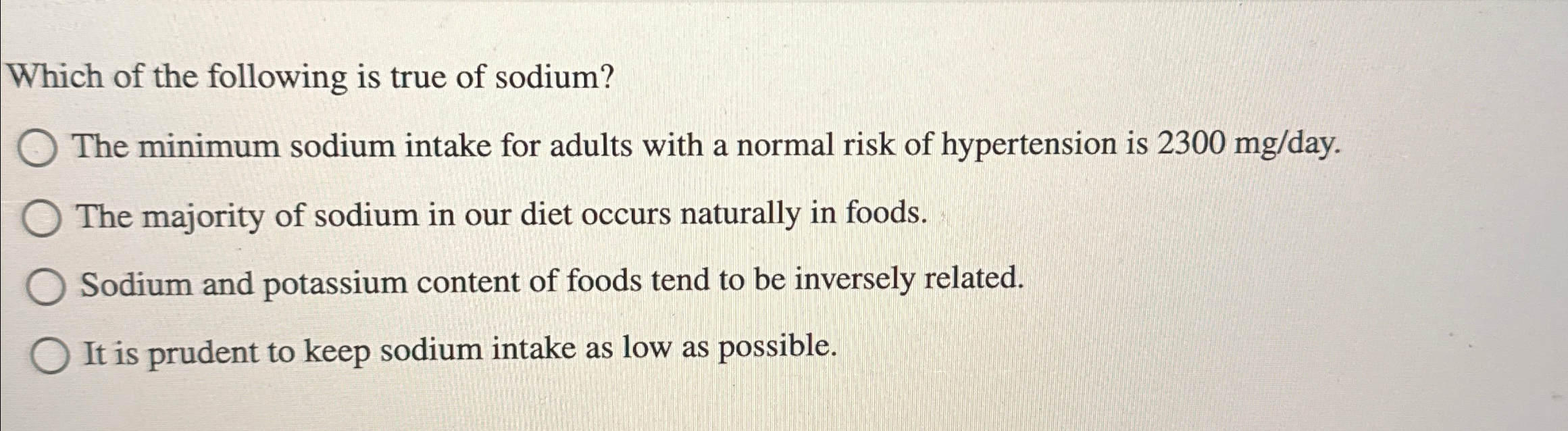 Solved Which of the following is true of sodium?The minimum | Chegg.com
