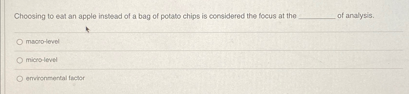 Choosing to eat an apple instead of a bag of potato | Chegg.com
