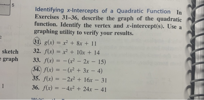 Solved 5 2 Identifying x-Intercepts of a Quadratic Function | Chegg.com