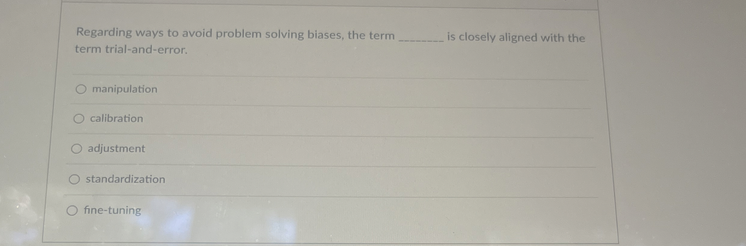 Solved Regarding ways to avoid problem solving biases, the | Chegg.com
