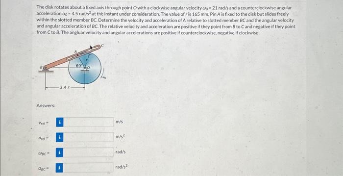 Solved The disk rotates about a fixed axis through point O | Chegg.com
