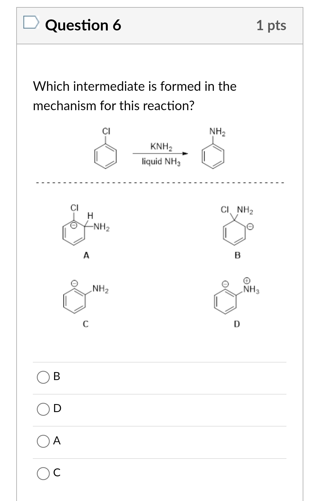 Solved Question 61ptsWhich intermediate is formed in the | Chegg.com