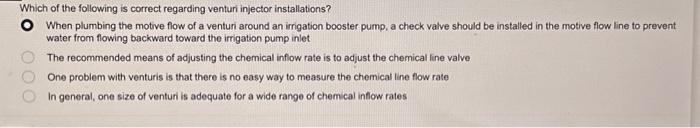 Solved Which of the following is correct regarding venturi | Chegg.com