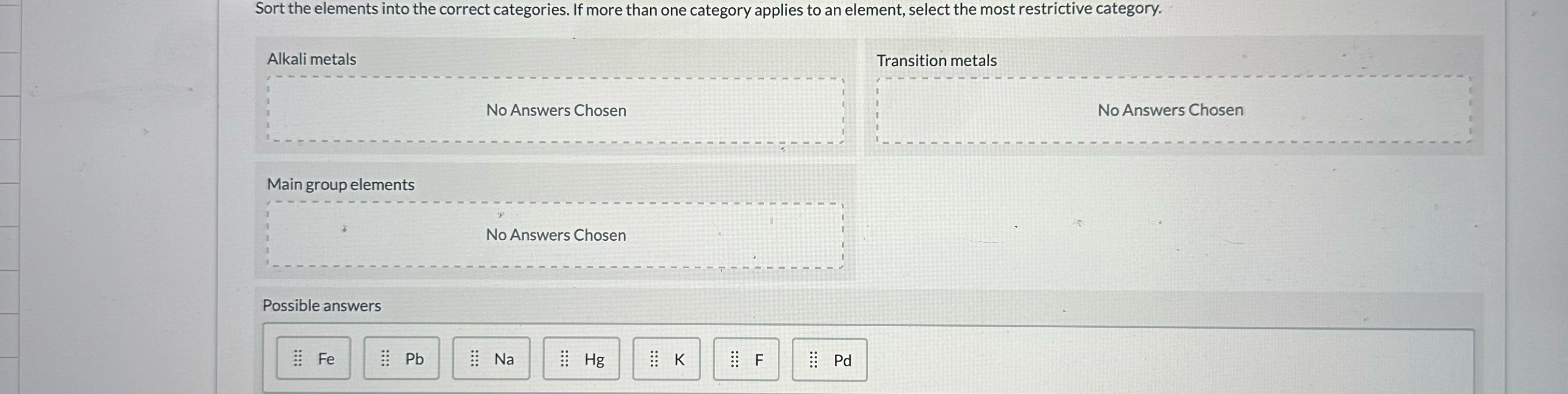 Solved Sort the elements into the correct categories. If | Chegg.com