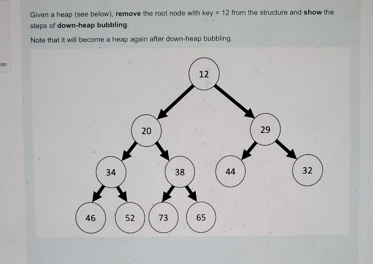 Given a heap (see below), remove the root node with | Chegg.com