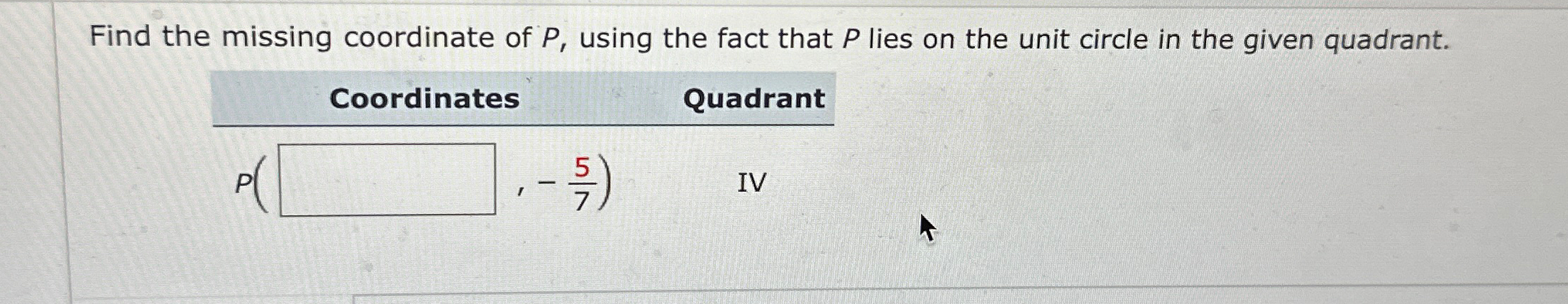Solved Find the missing coordinate of P, ﻿using the fact | Chegg.com