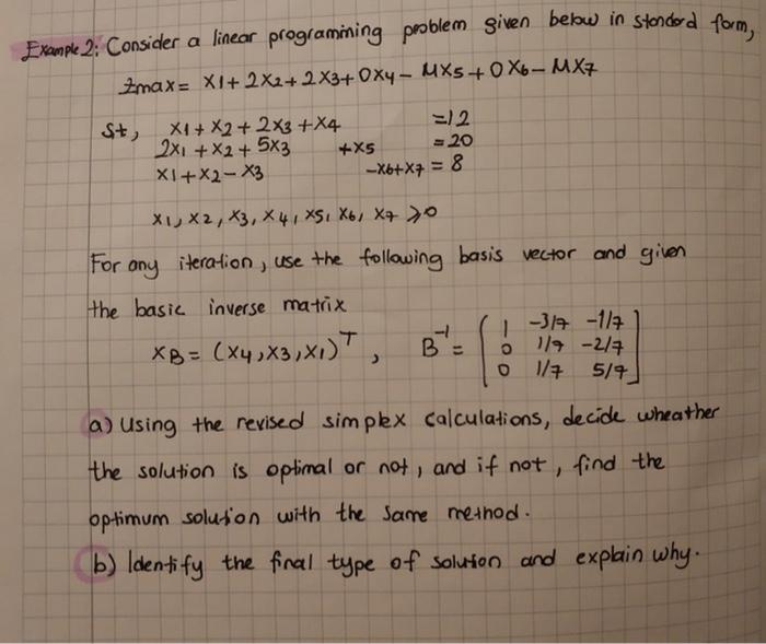 Solved Example 2: Consider a linear programining problem | Chegg.com