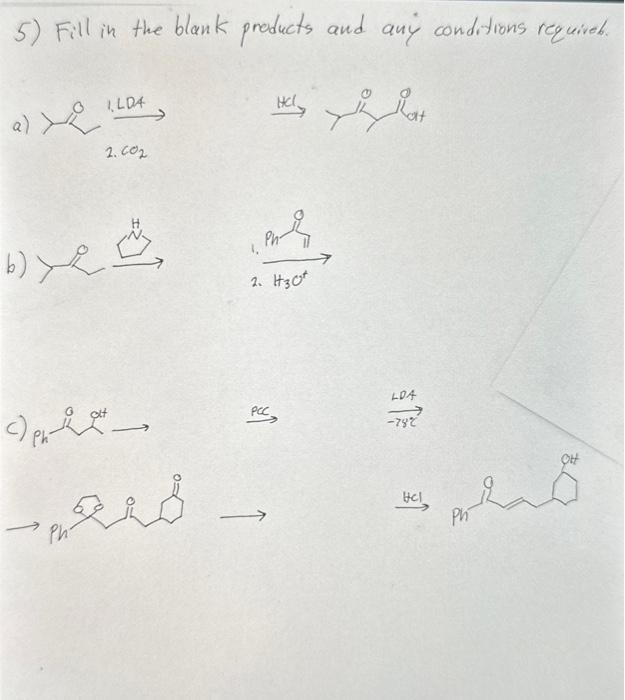 Solved 5) Fill in the blank products and any conditions | Chegg.com