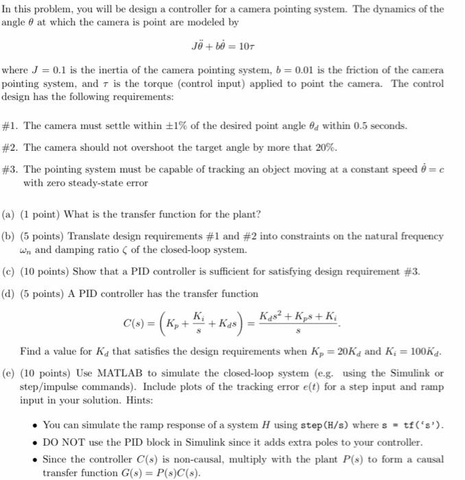 In this problem, you will be design a controller for | Chegg.com