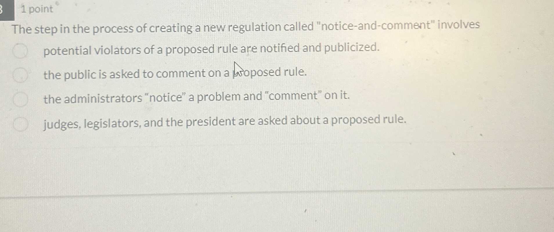 Solved 1 ﻿pointThe step in the process of creating a new | Chegg.com