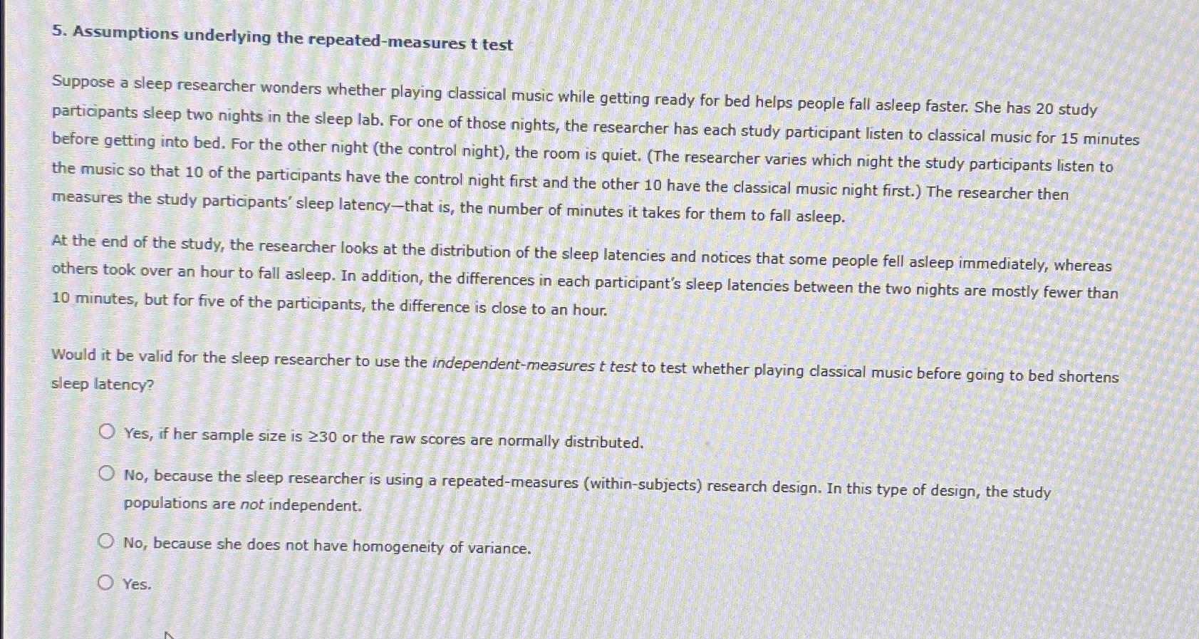 Solved Assumptions Underlying The Repeated Measures T