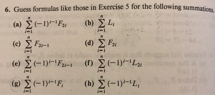 Guess formulas for the following summations (a-h) and | Chegg.com