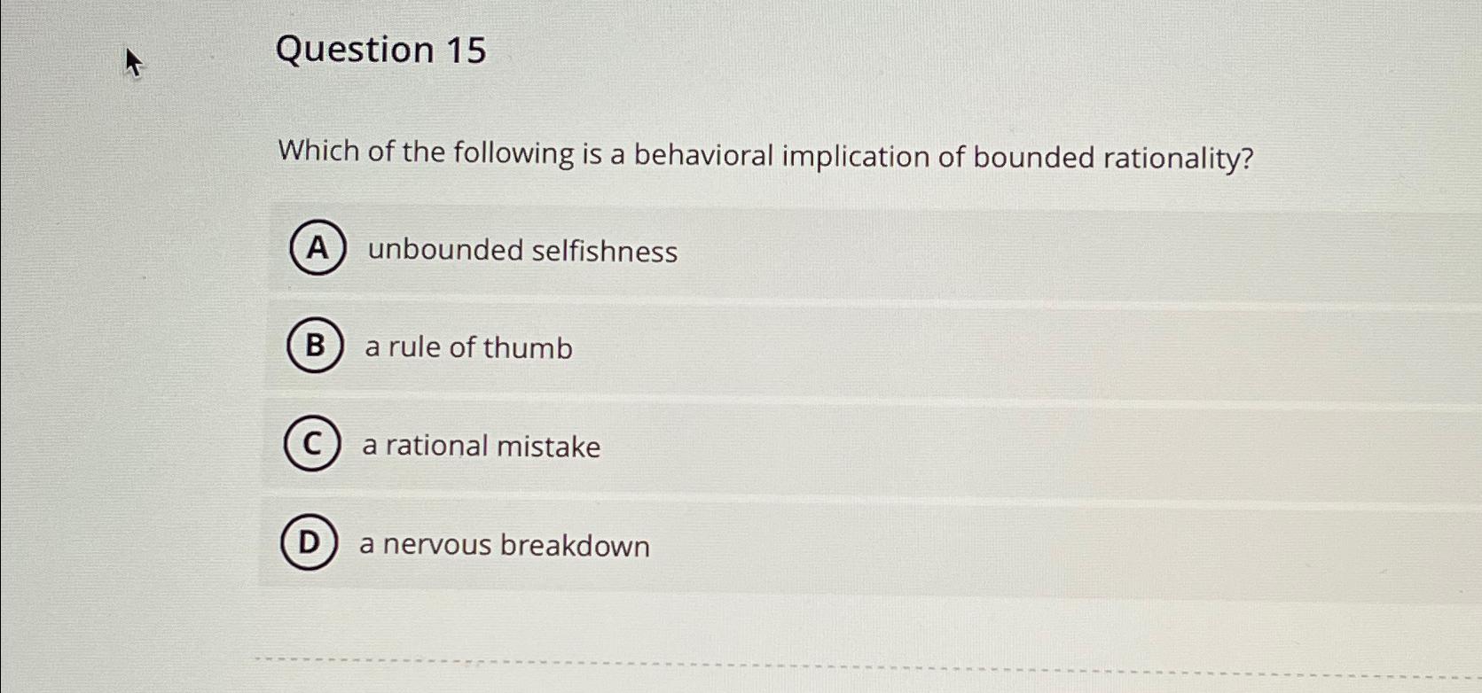 Solved Question 15Which of the following is a behavioral | Chegg.com