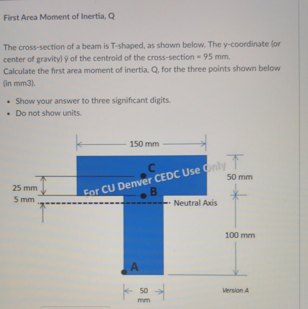 Solved First Area Moment of Inertia, Q The cross-section of | Chegg.com