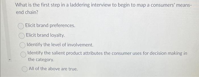 Solved What is the first step in a laddering interview to | Chegg.com