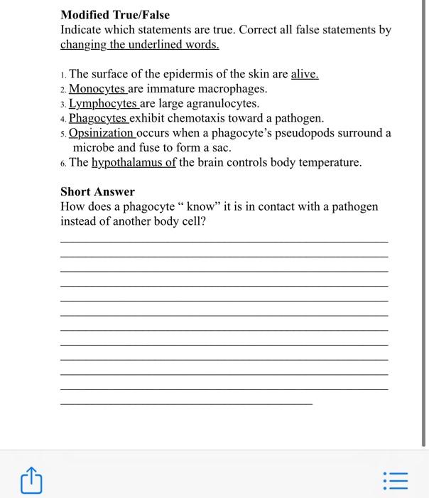 Solved Modified True/False Indicate which statements are | Chegg.com