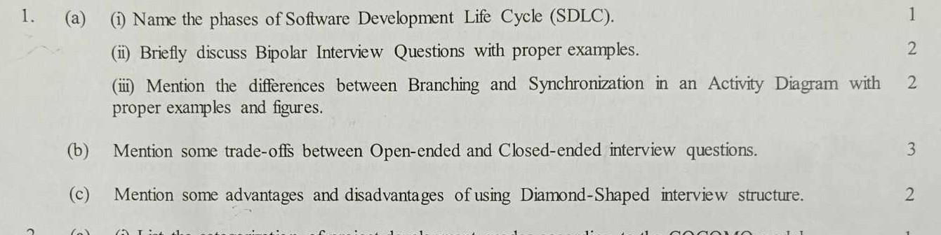 Solved 1. (a) (i) Name the phases of Software Development | Chegg.com