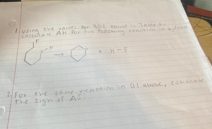 Solved 1 Using the valves for BDE found in Table 6 in | Chegg.com