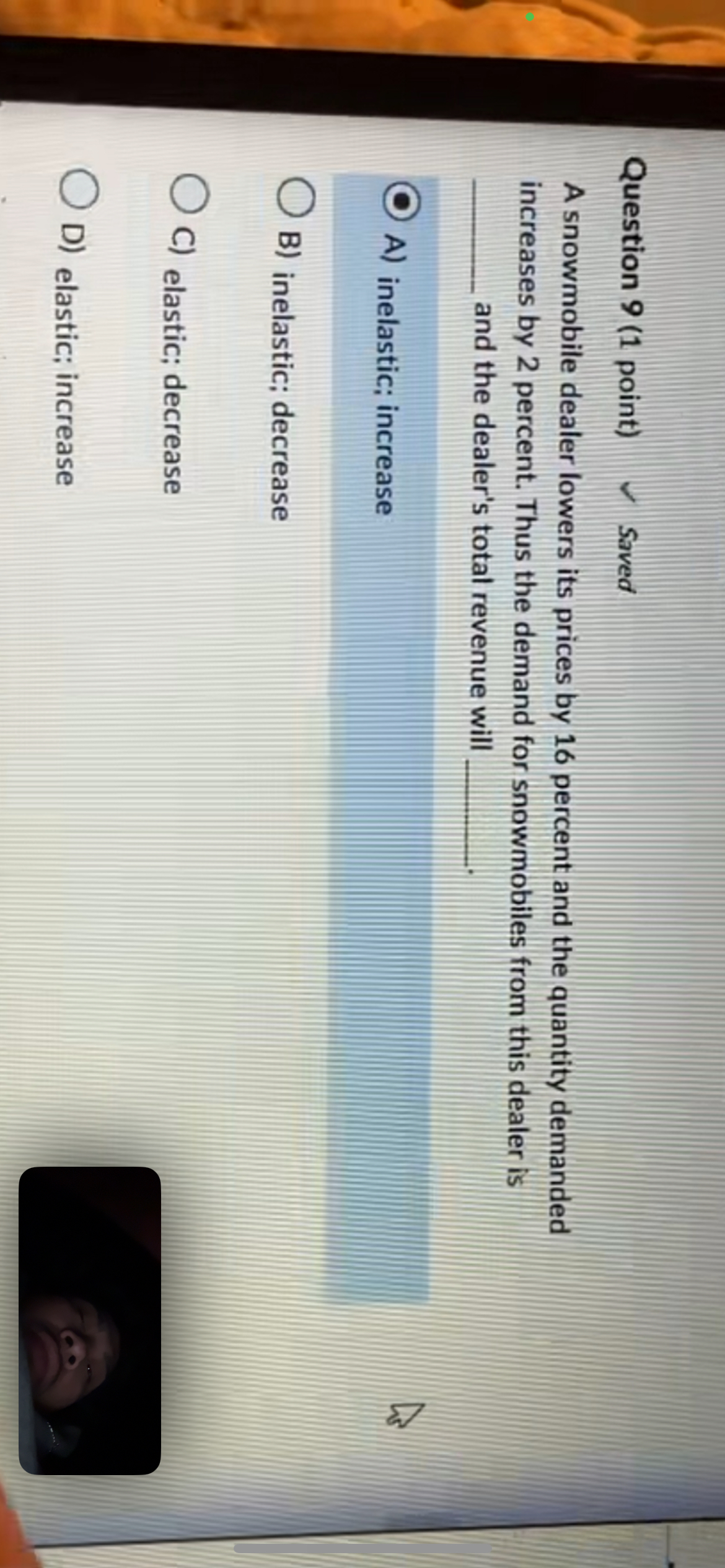 Solved Question 9 (1 ﻿point) ﻿SavedA snowmobile dealer | Chegg.com