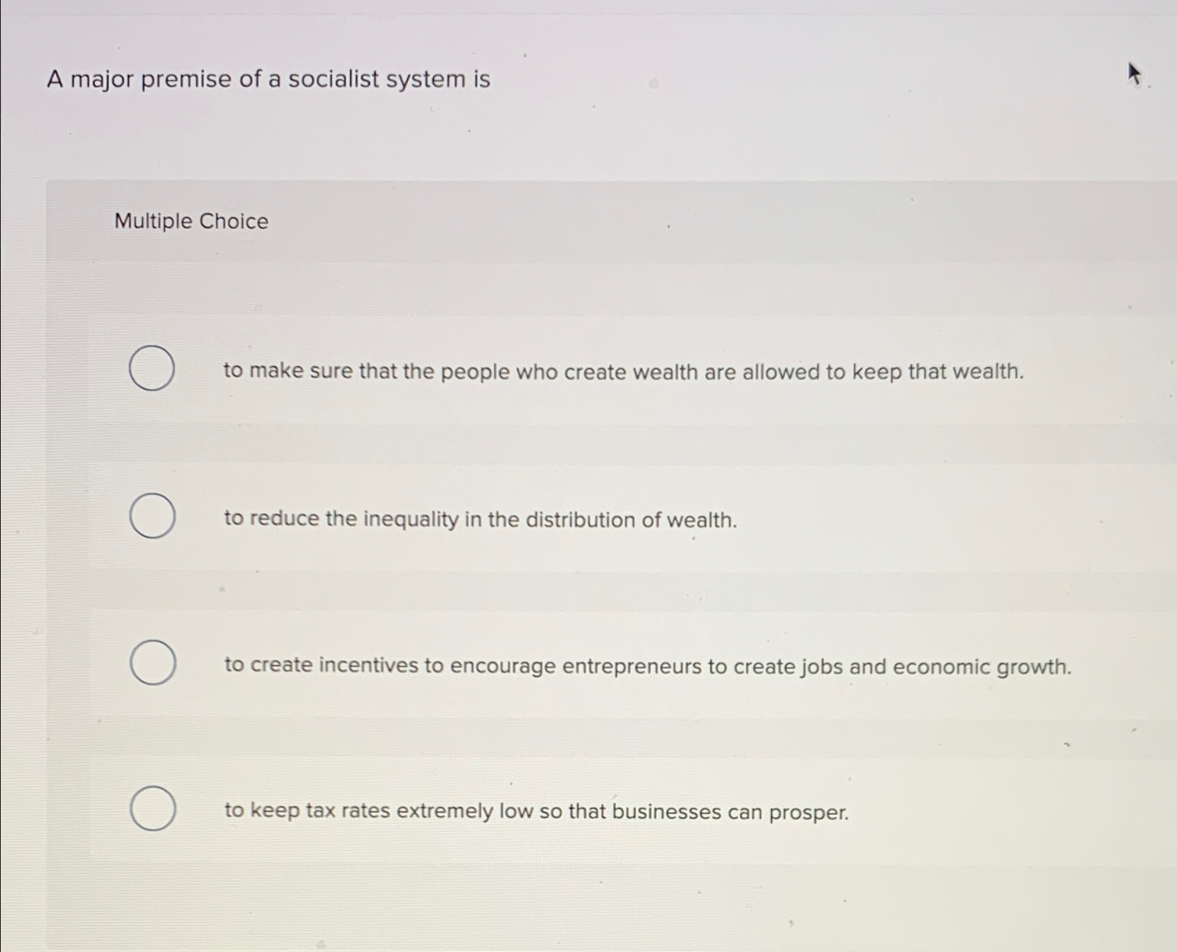 Solved A major premise of a socialist system isMultiple | Chegg.com