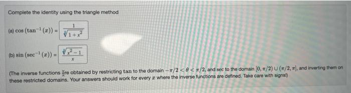 Solved Complete the identity using the triangle method (a) | Chegg.com
