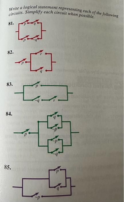 Solved Write a logical statement representing each of the | Chegg.com