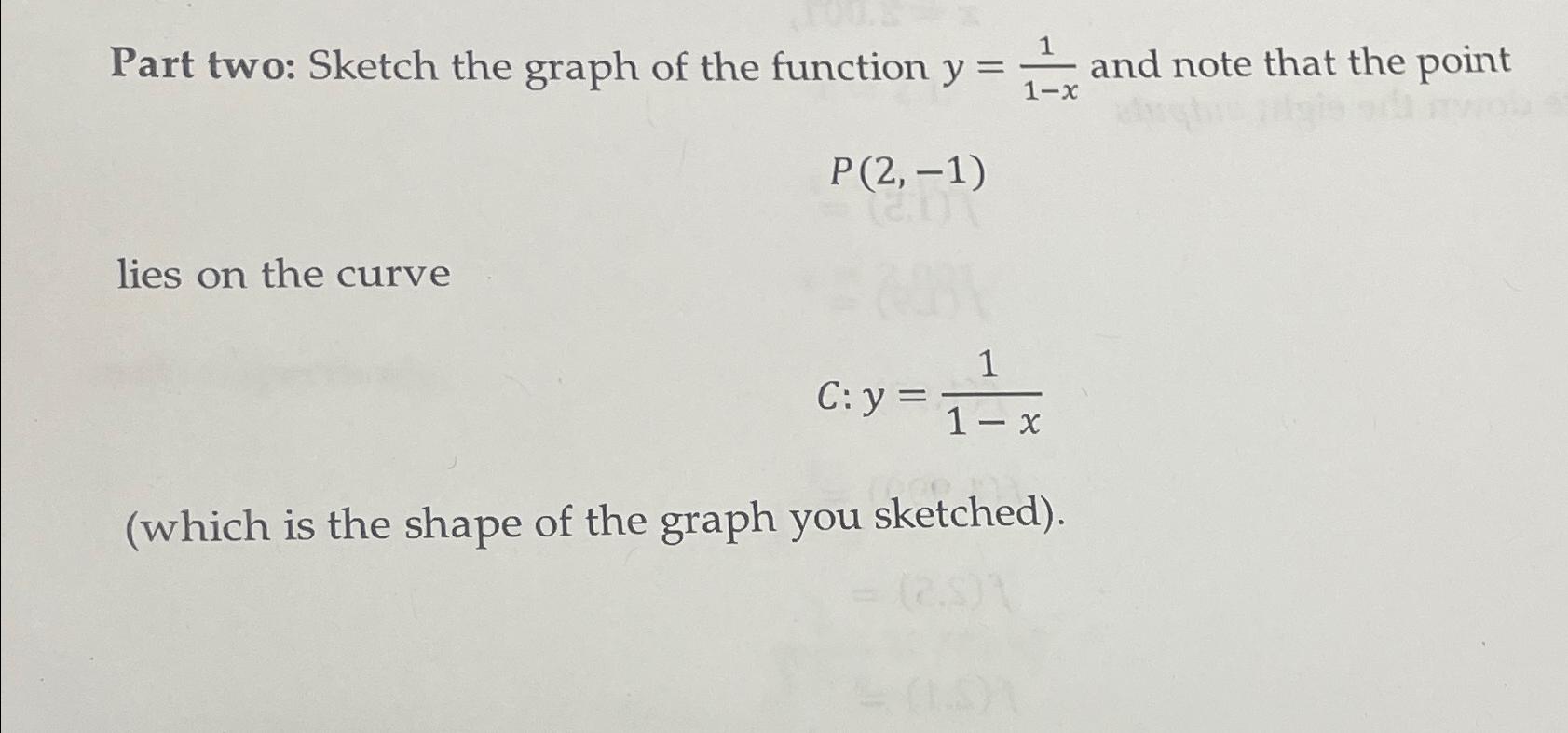 Solved Part two: Sketch the graph of the function y=11-x | Chegg.com