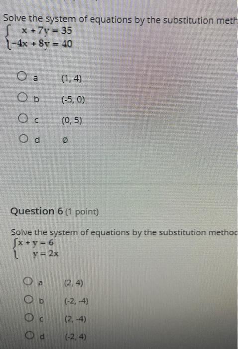 Solved Solve the system of equations by the substitution | Chegg.com