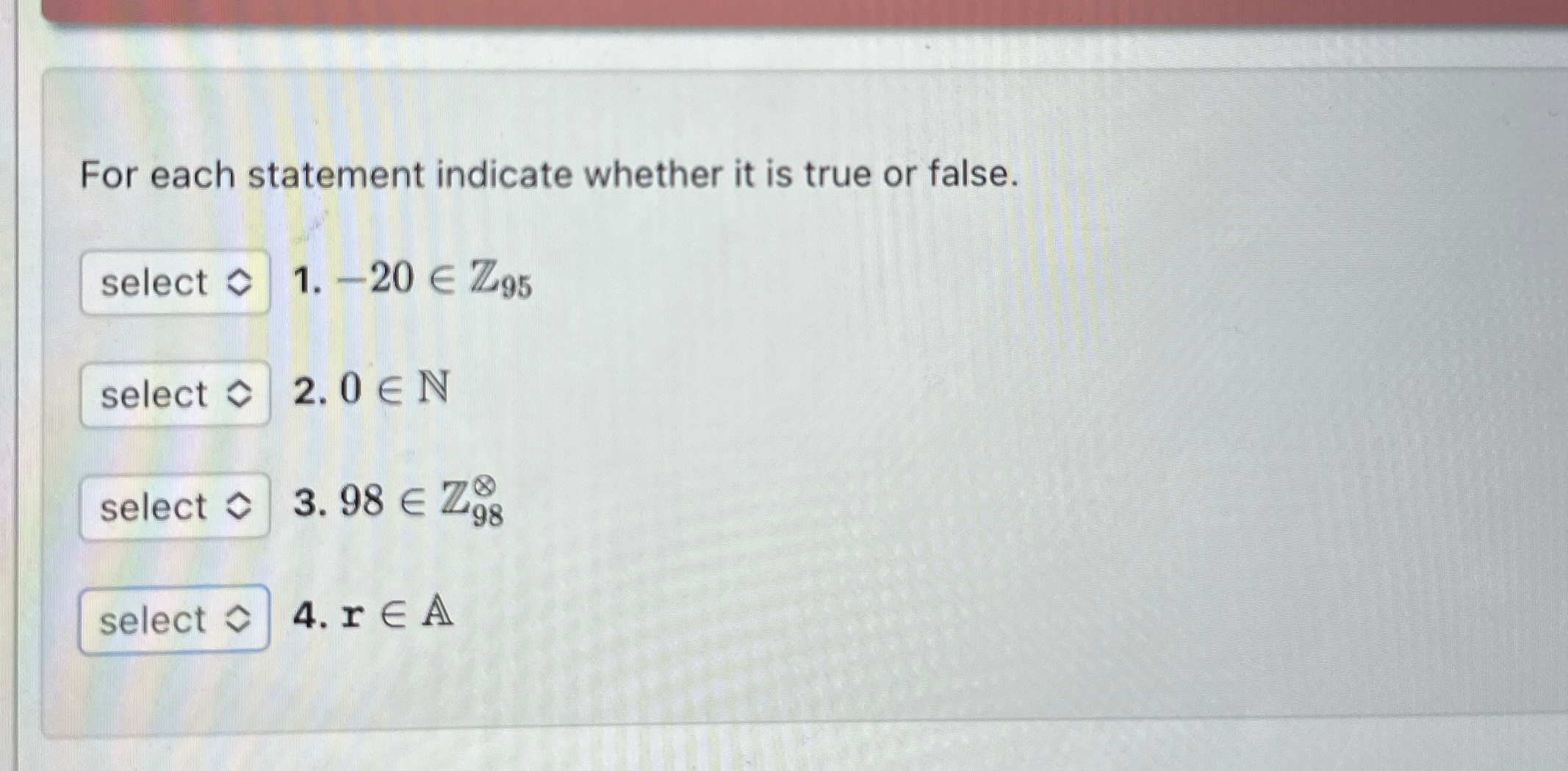 Solved For each statement indicate whether it is true or | Chegg.com