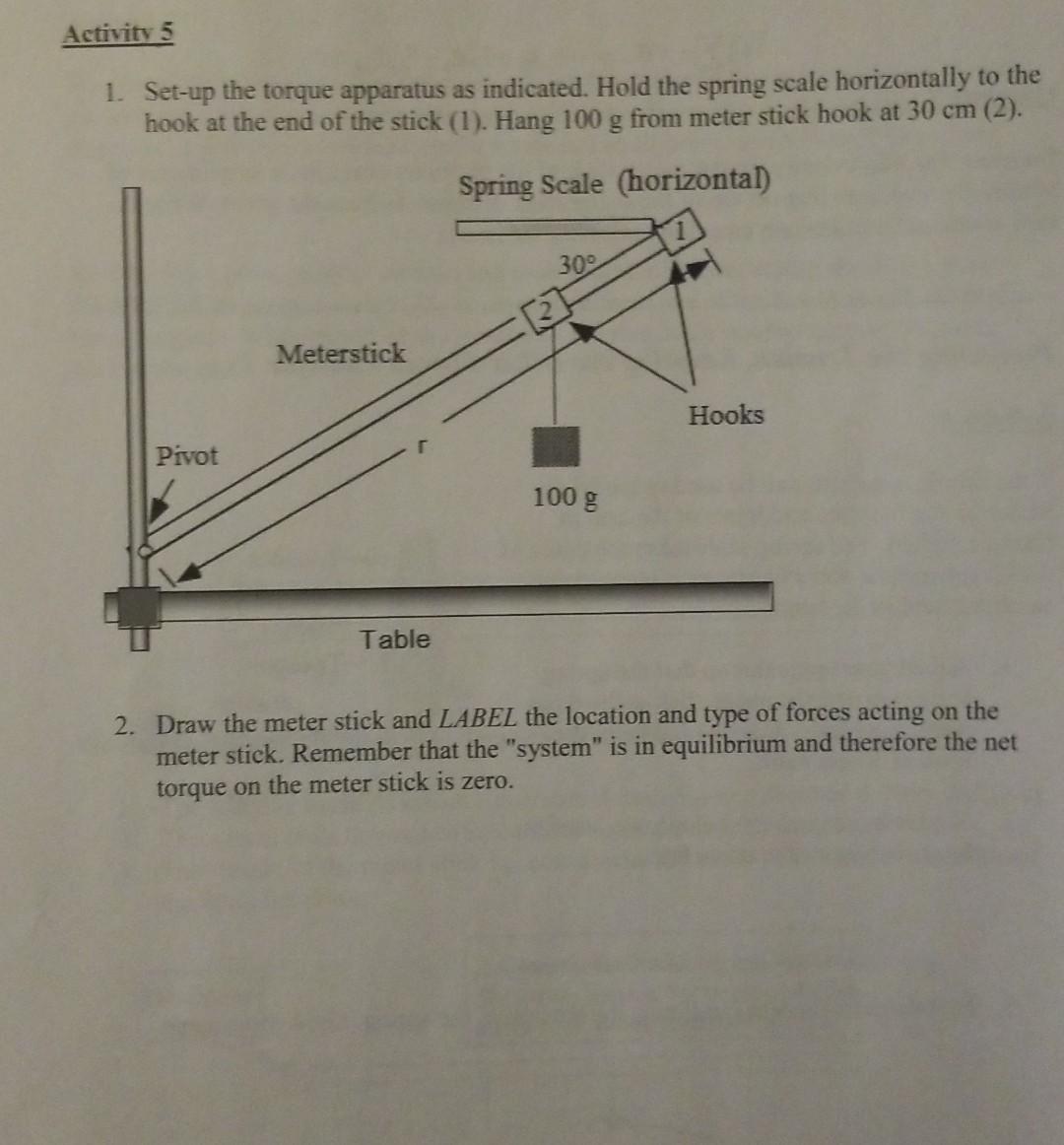 Solved Activity 1. Set-up the torque apparatus as indicated. | Chegg.com