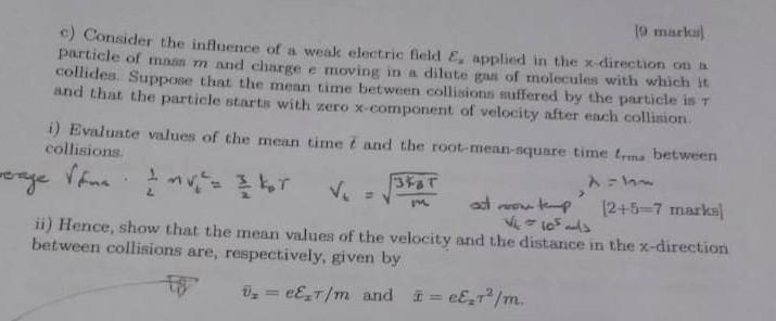 Solved particle of masn m and of a weak electric field E, | Chegg.com
