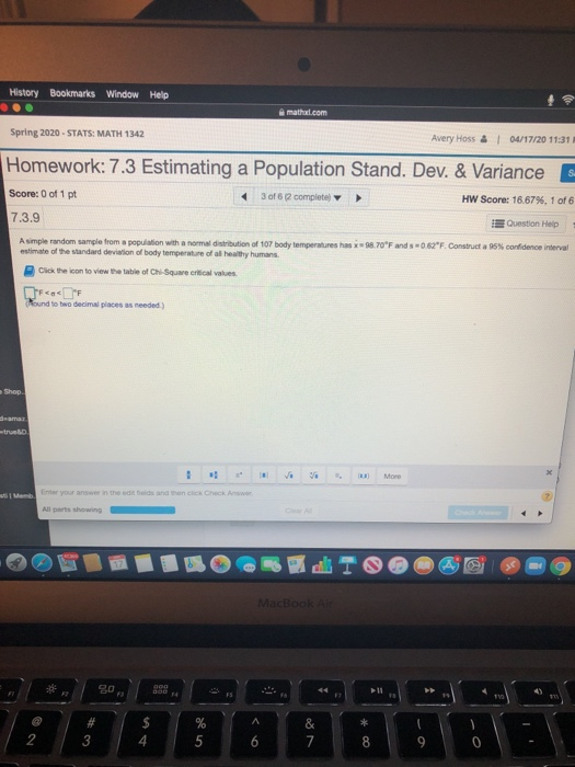 Solved History Bookmarks Window Help mathal.com Spring 2020 | Chegg.com