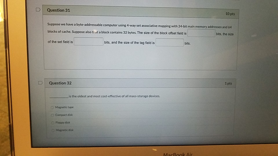 Solved Question 31 10 pts Suppose we have a byte-addressable | Chegg.com