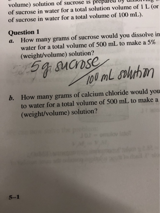 Solved volume) solution of sucrose is prepareu uy USSUING J | Chegg.com