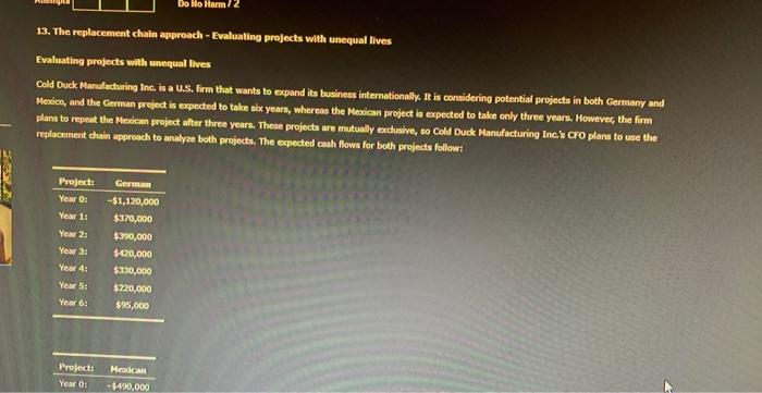 Solved 13. The replacement chain approach - Evaluating | Chegg.com