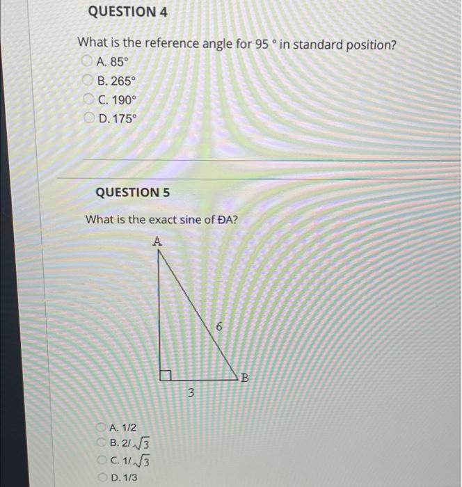 Solved QUESTION 1 What is the reference angle for 200 ° in | Chegg.com