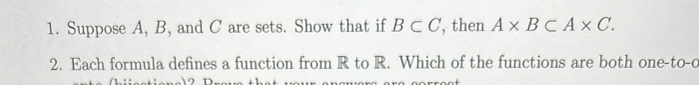 Solved Suppose A,B, ﻿and C ﻿are sets. Show that if BsubC, | Chegg.com
