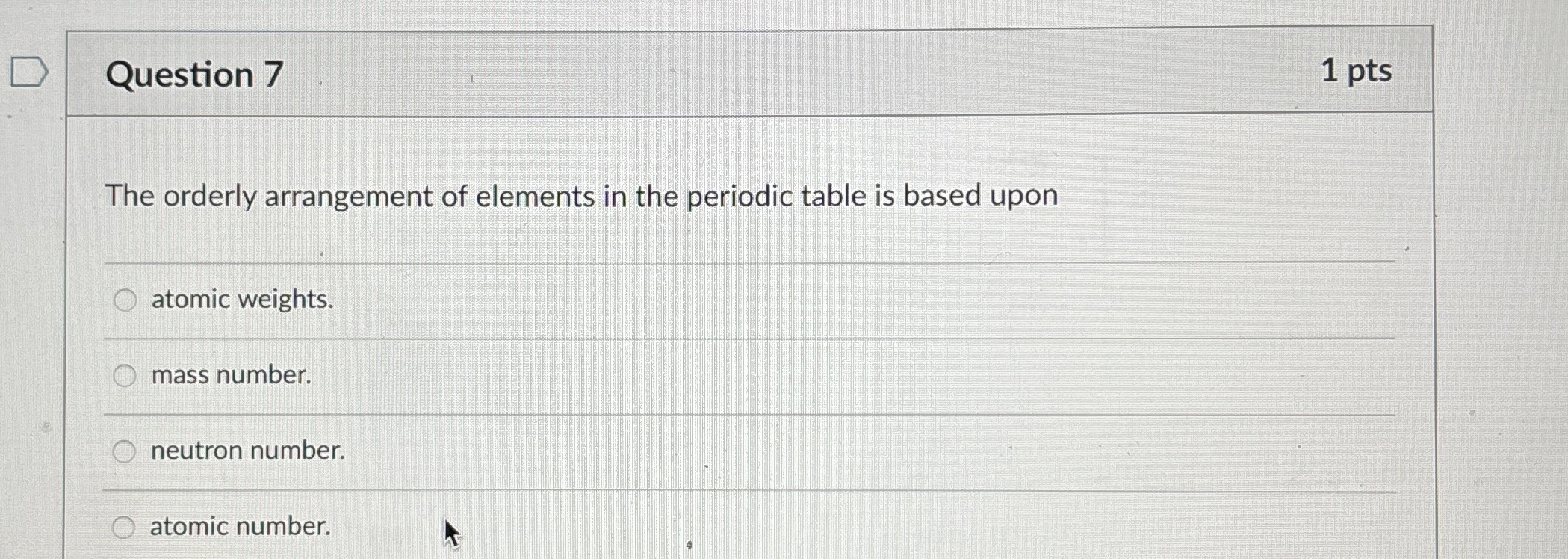 Solved Question 71 ﻿ptsThe orderly arrangement of elements | Chegg.com