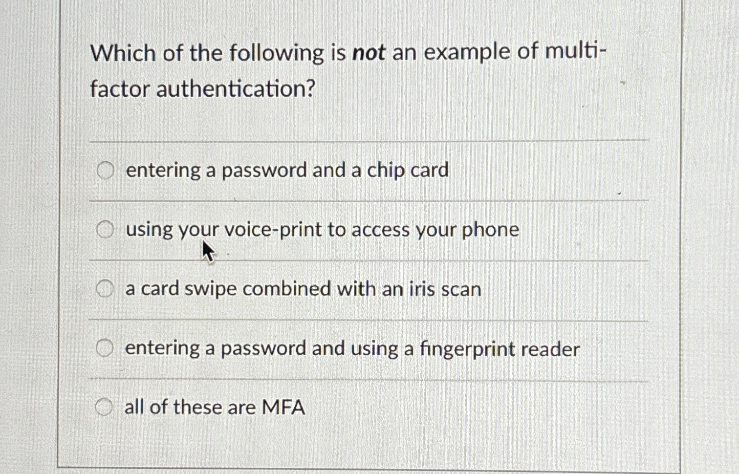 Solved Which of the following is not an example of | Chegg.com